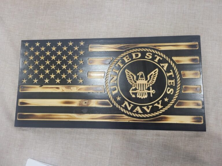 US Navy Mini Wood Flag – Made in Nevada